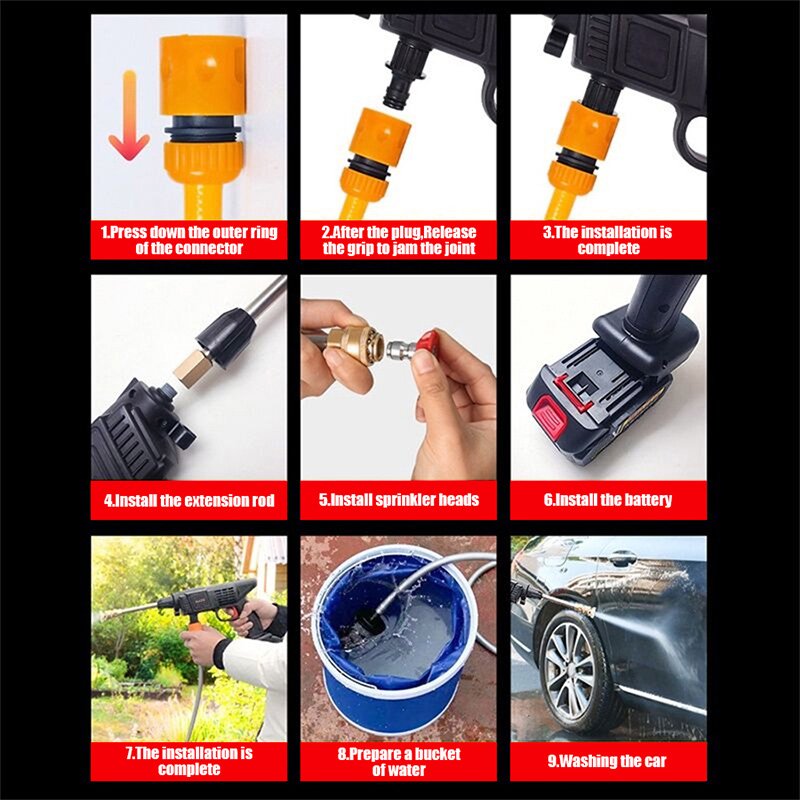 ZRE-AESPR APRTIIKOTO Cordless High Pressure Washer 21VF Lithium Battery ...