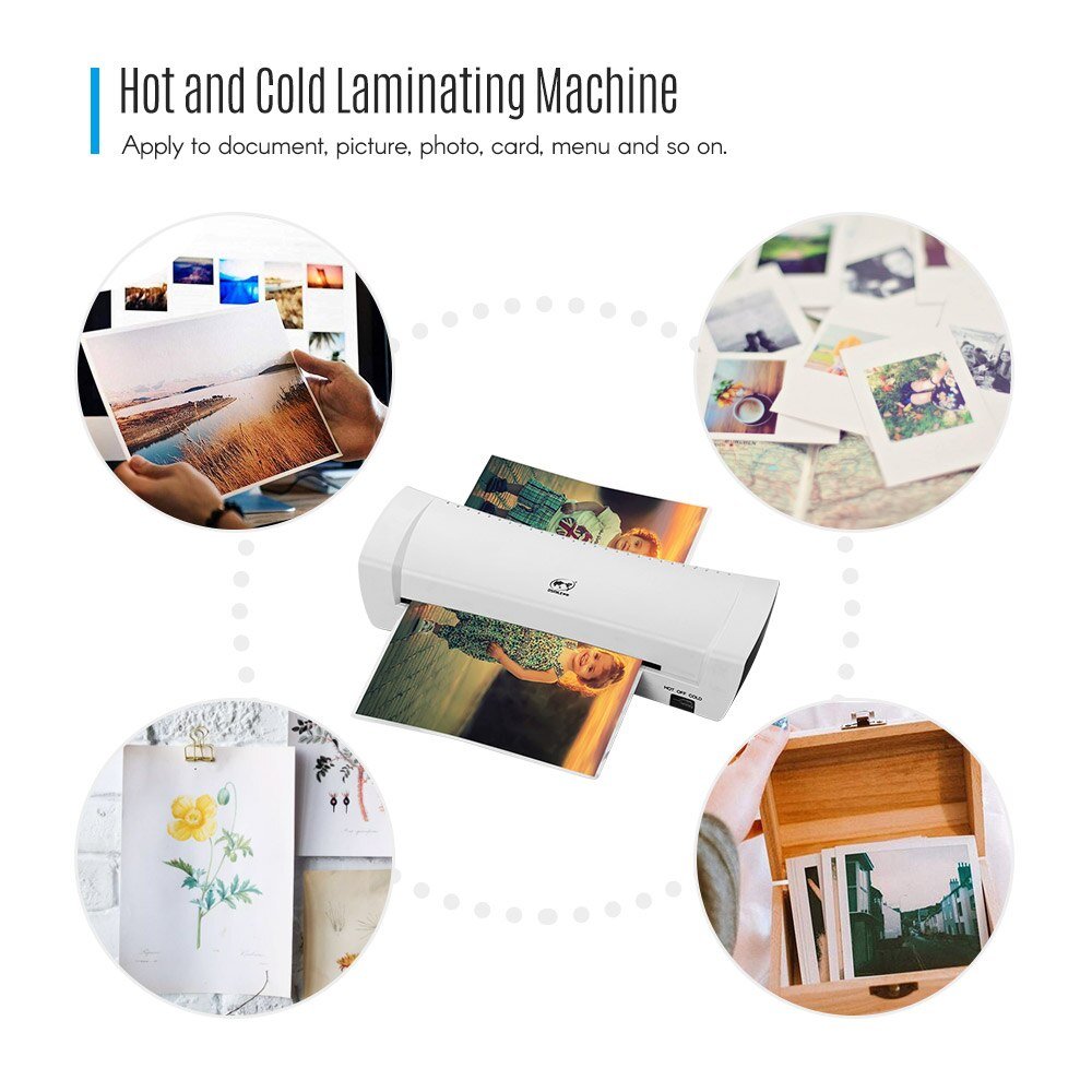 ZRE-LAM SL200 Laminator Machine Hot and Cold Laminating Machine Two Rollers A4 Size for Document ...